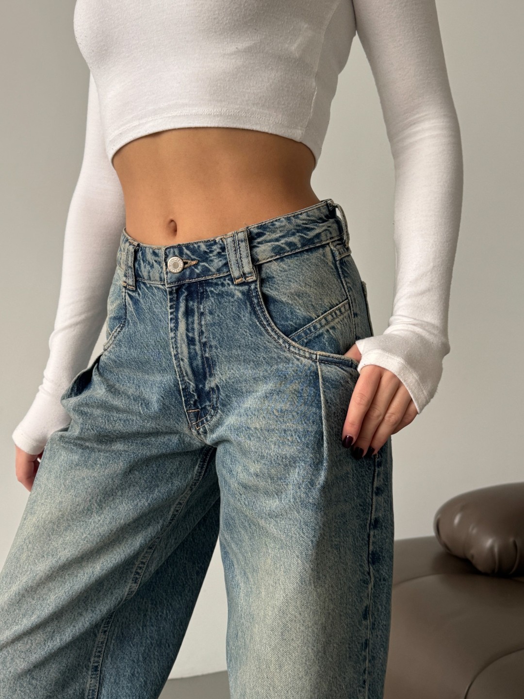 Джинси баггі сині | LadyBoom