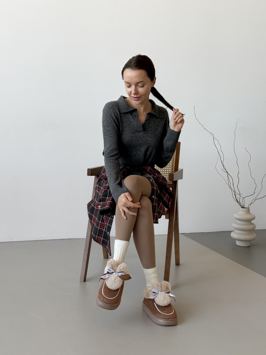 Тапулі-Зайчики з бантиком коричневі | LadyBoom